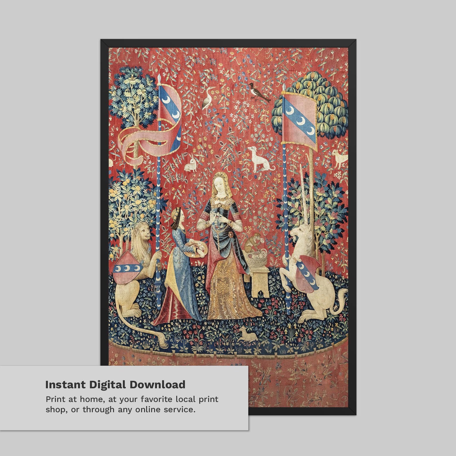 Lady and the Unicorn Digital Download – the Smell Medieval Tapestry Art ...