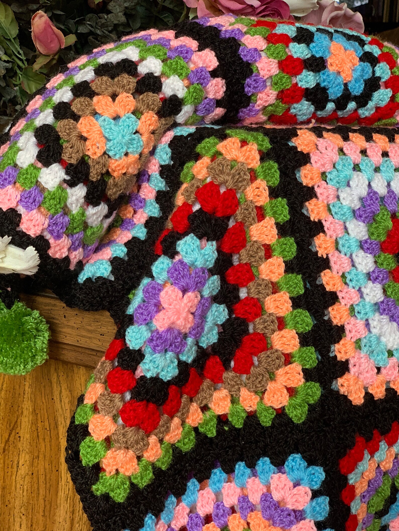 The Boho Flora Handmade Granny Square Crochet Throw - Etsy