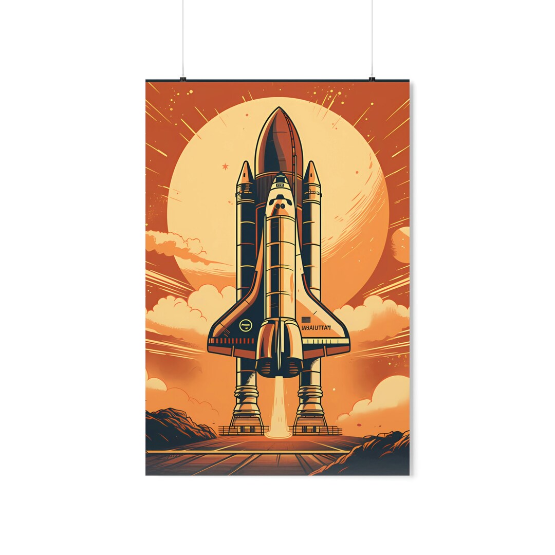 Sunbound Shuttle: Vintage-style Space Art Poster - A Journey to the ...