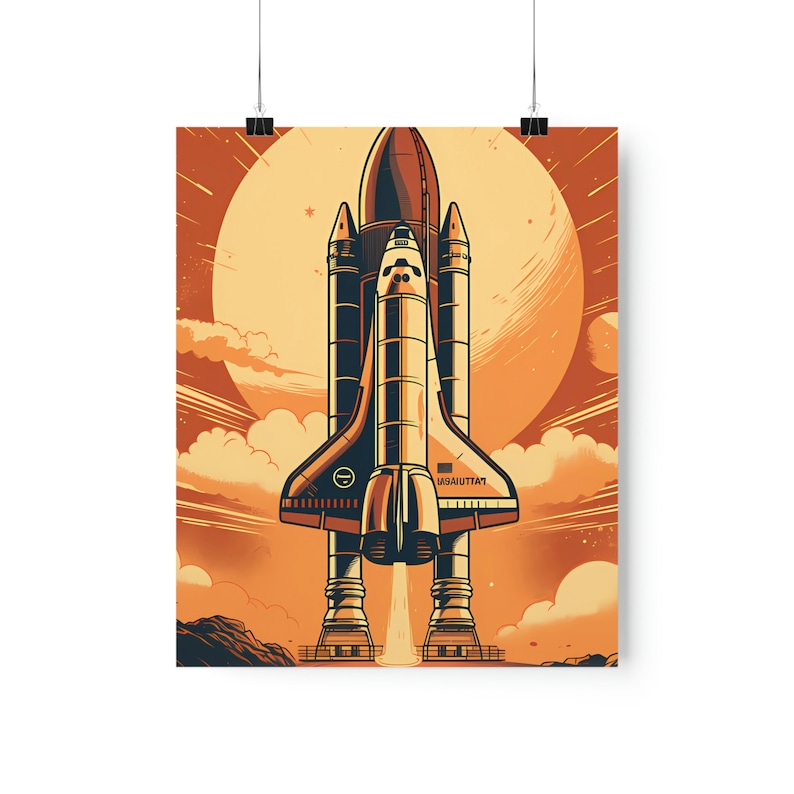 Sunbound Shuttle: Vintage-style Space Art Poster A Journey - Etsy