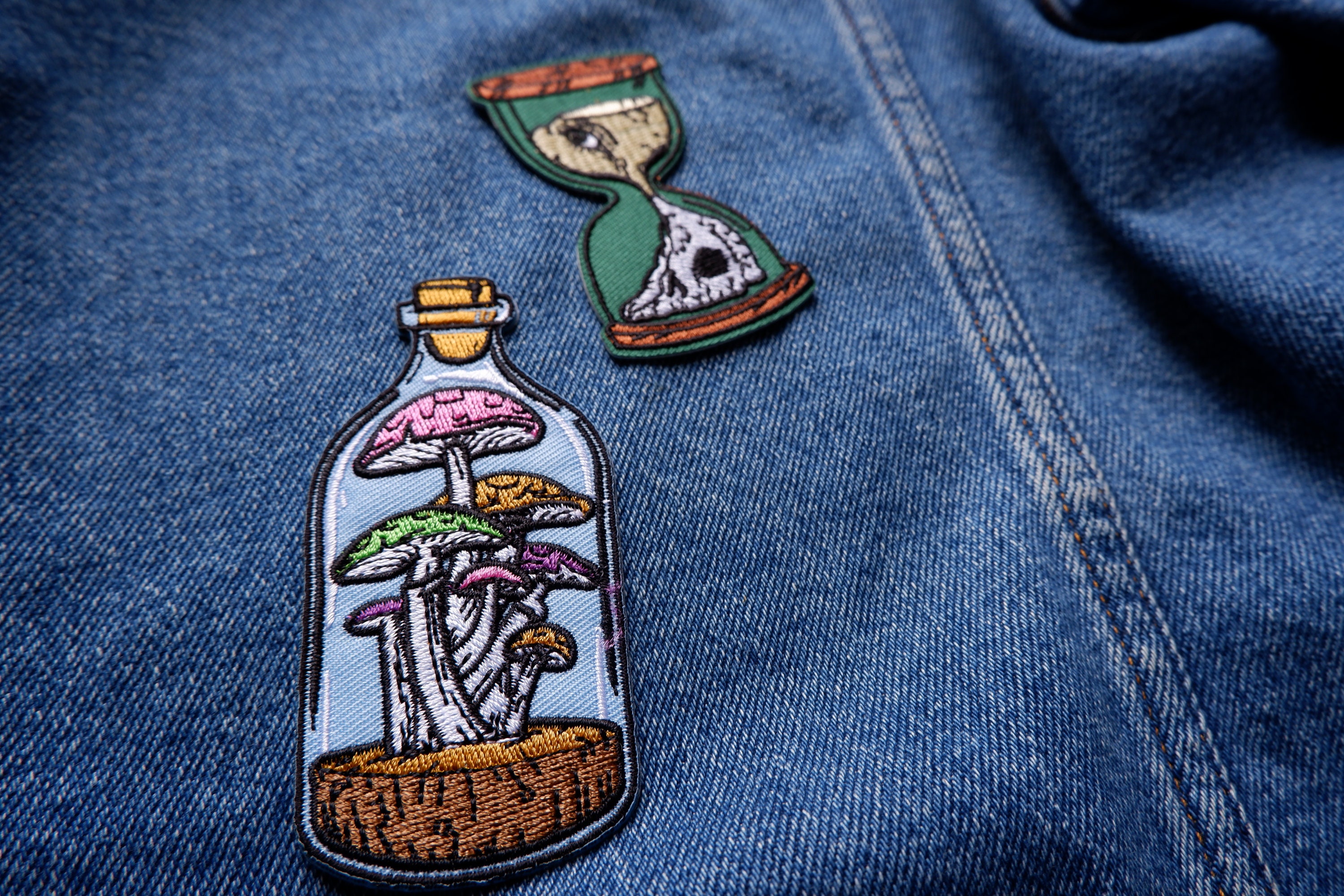 Goth Patch Pack Creepy Cute Science Mushroom Patches Set of Two Emo Weird Things Iron on Dark ...