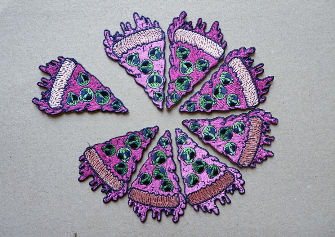 Pizza Al Alien Iron-on Patch Trippy UFO Jacket Patches Retro - Etsy
