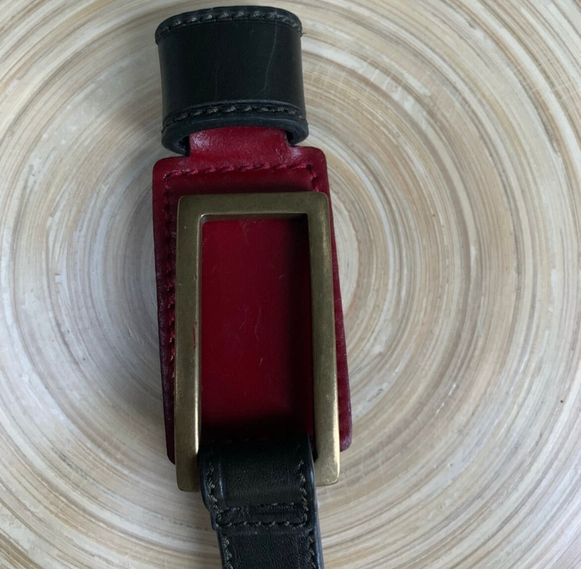 Vintage Carlisle Green & Burgundy Leather Belt - Etsy