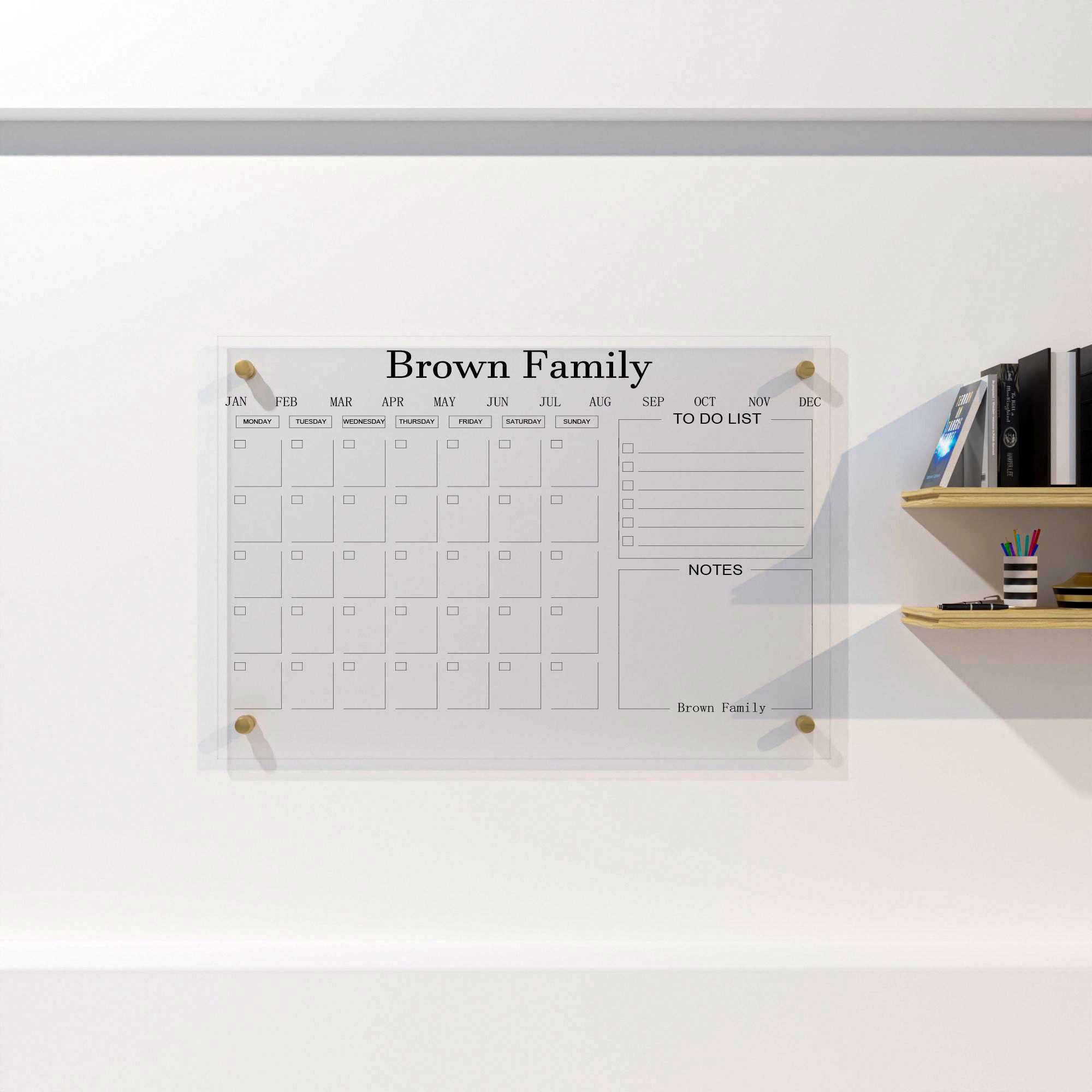 Personalized Acrylic Monthly Calendar for Home Organization - Etsy