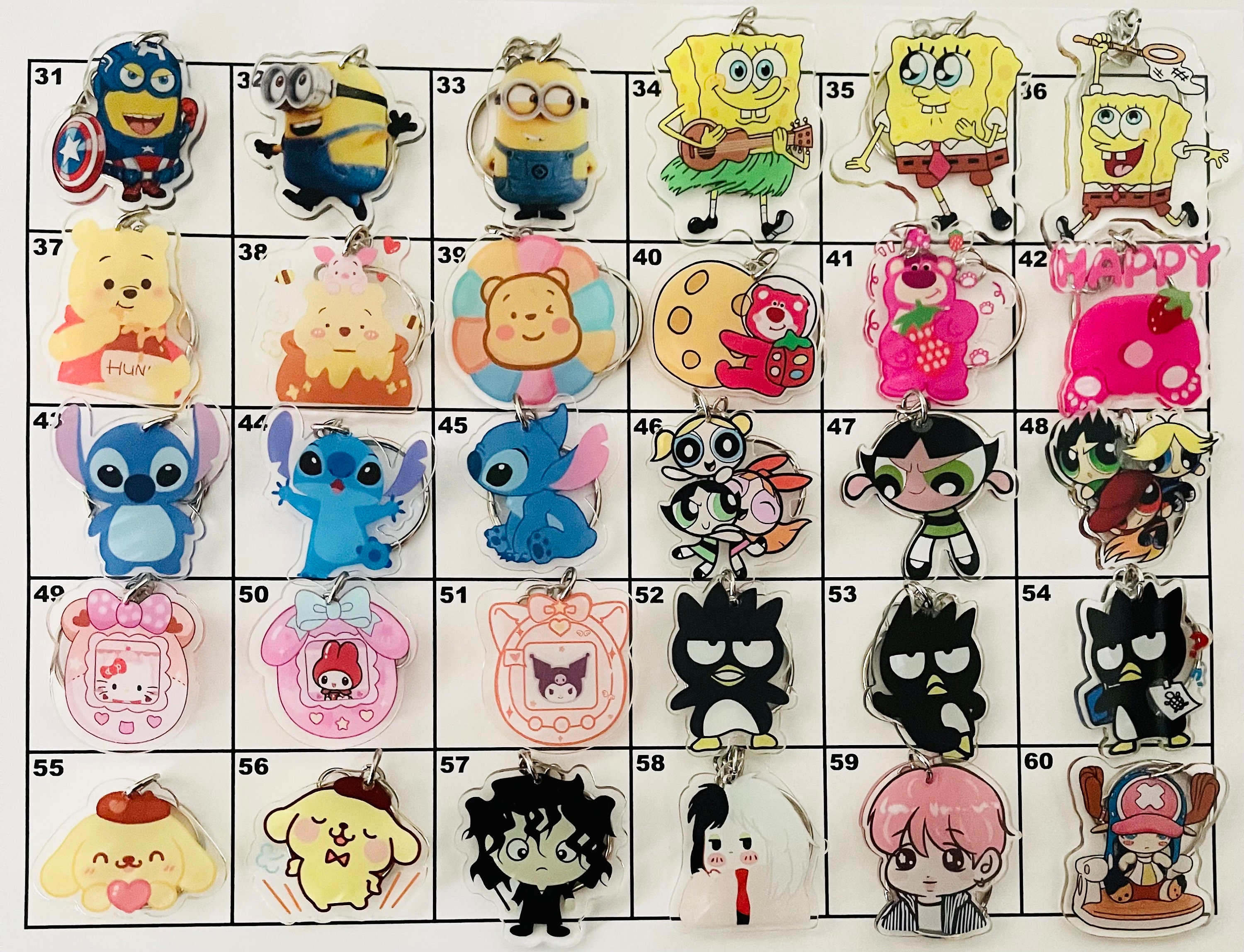 Cute Cartoon Acrylic Keychains (1.5 Inch Clear Acrylic) - Etsy