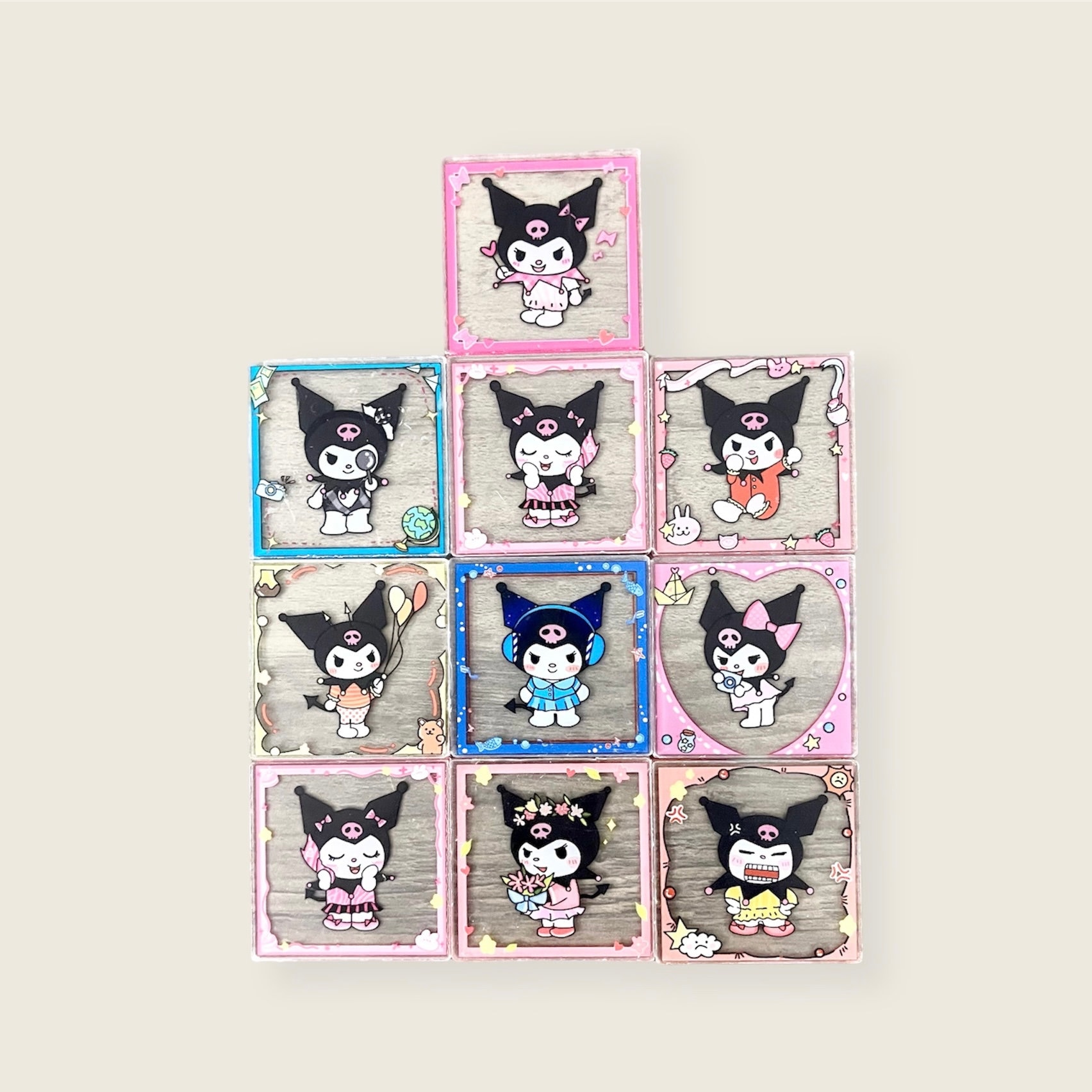 4cm Kawaii Square Cartoon Acrylic Charms 10 Pcs per Pack - Etsy