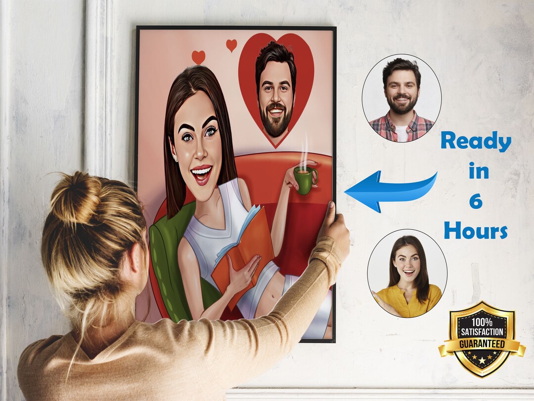 Custom Couple Love Portrait Cartoon Avatar Printable Wall Poster ...