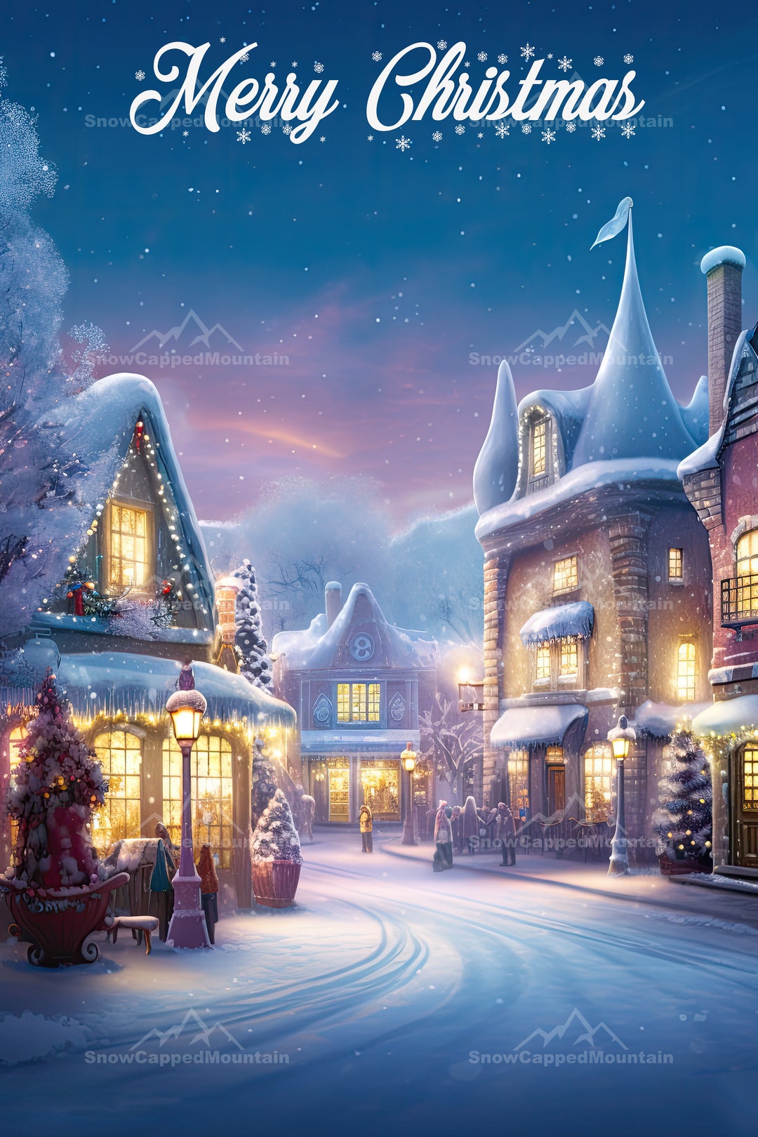 Christmas Village Holiday Card - Etsy