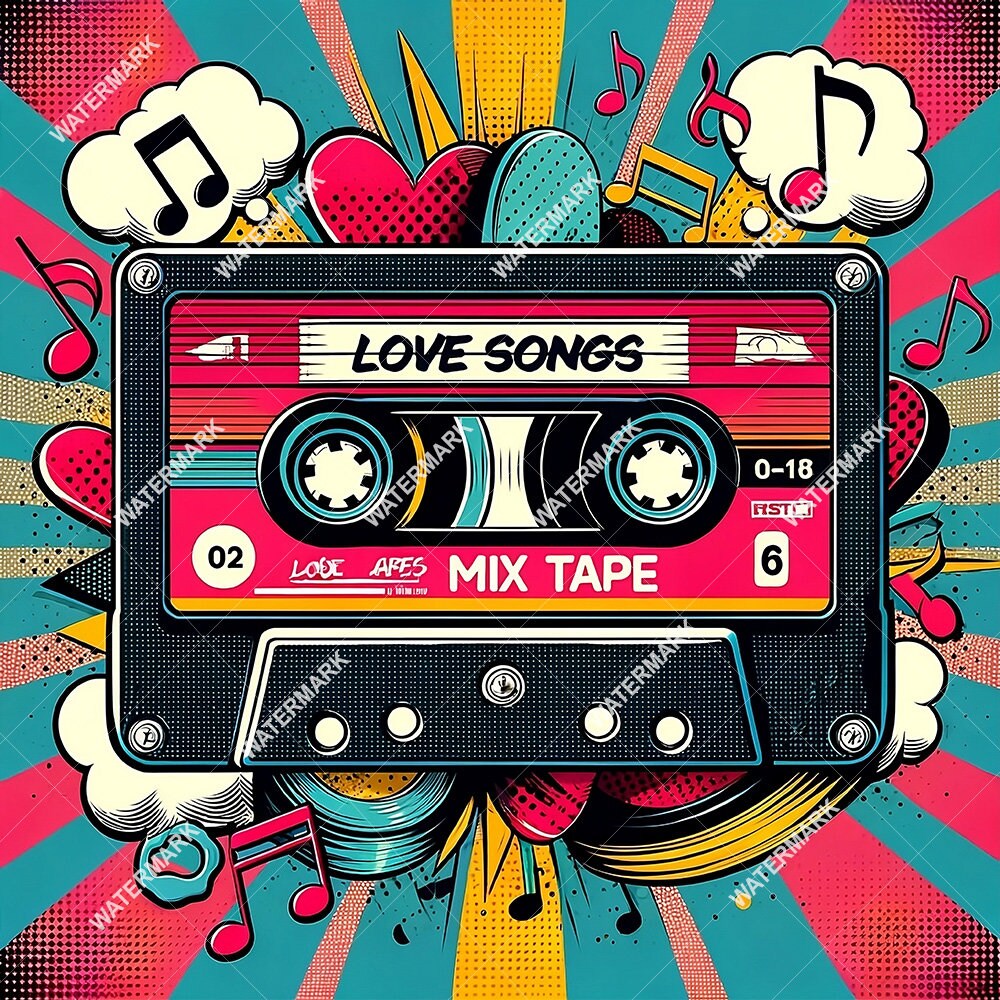 Retro Love Songs Mixtape Pop Art - High-quality Digital Download (SVG ...