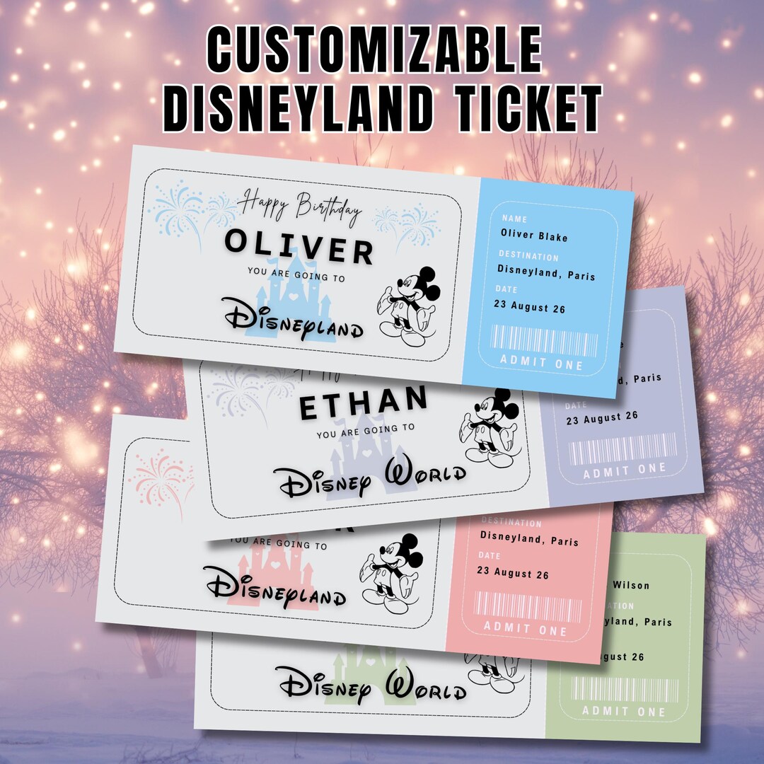 Disneyland Paris Ticket Reveal, Fake Disneyland Ticket, Printable ...