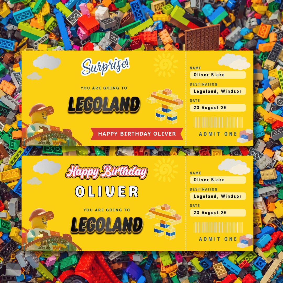 Editable Legoland Tickets Template, Legoland Surprise Reveal Ticket ...