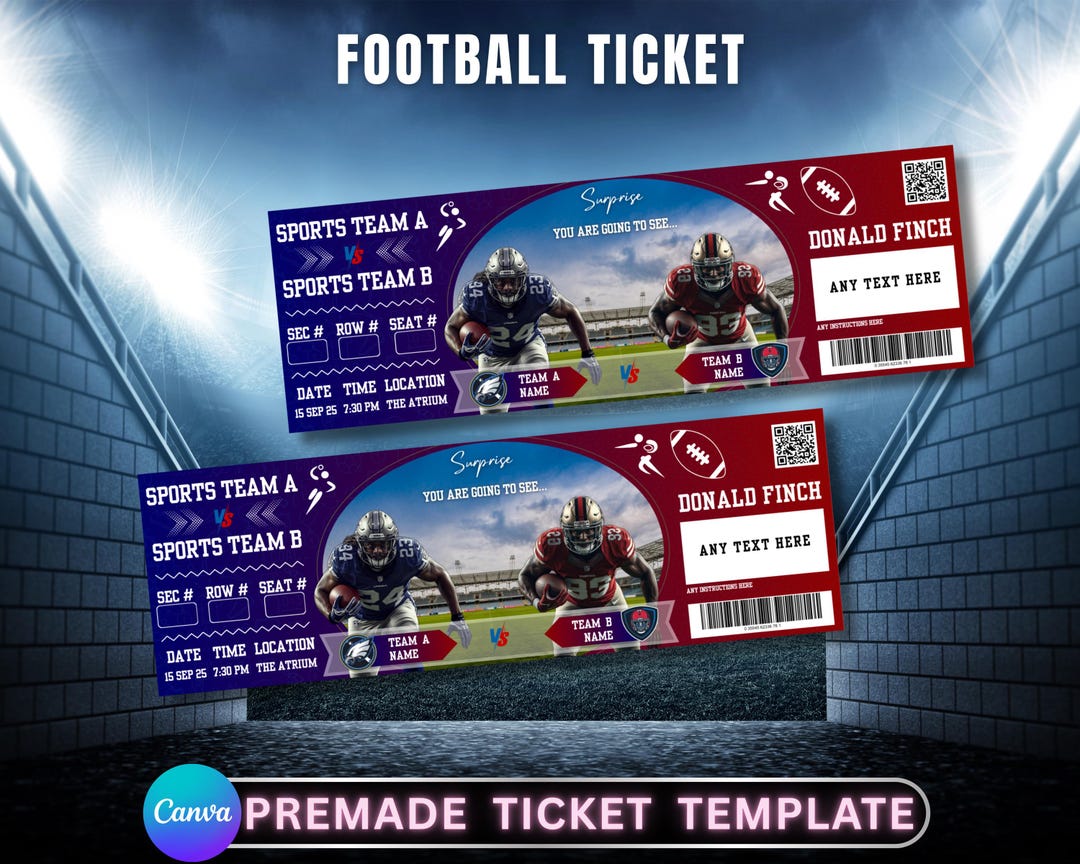 Football Ticket Gift Happy Birthday Ticket, Football Match Ticket ...