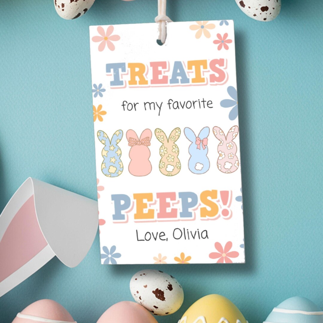 Treats for My Peeps Easter Tags, Easter Party Favor Tags, Easter Basket ...