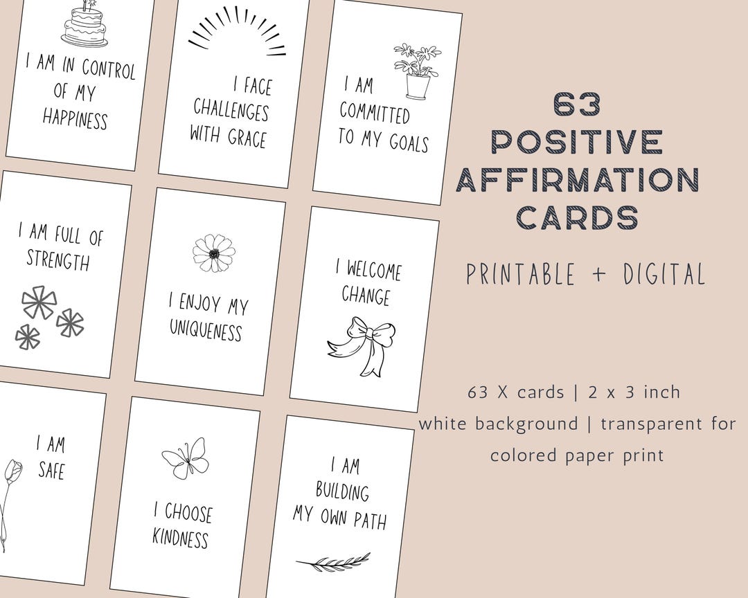 Affirmation Cards Printable, Positive Quote Flash Cards, Self Esteem ...