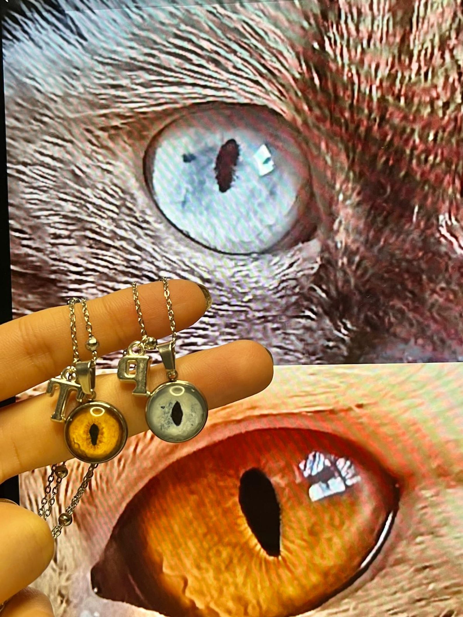 CUSTOM CAT EYE Pendant, Hand Painted Pet Eye Jewelry, Personalized ...