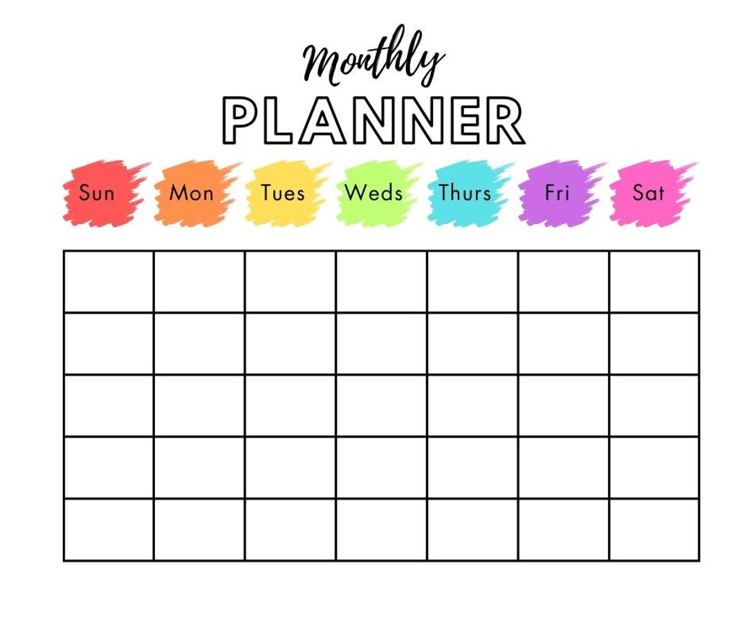 Printable Monthly Planner, Downloadable Planner, Month Planner - Etsy