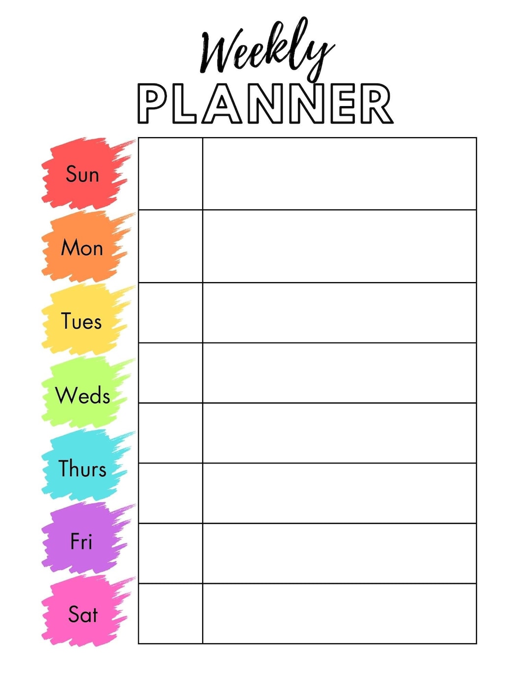 Printable Weekly Planner, Simple Planner, Basic Planner - Etsy
