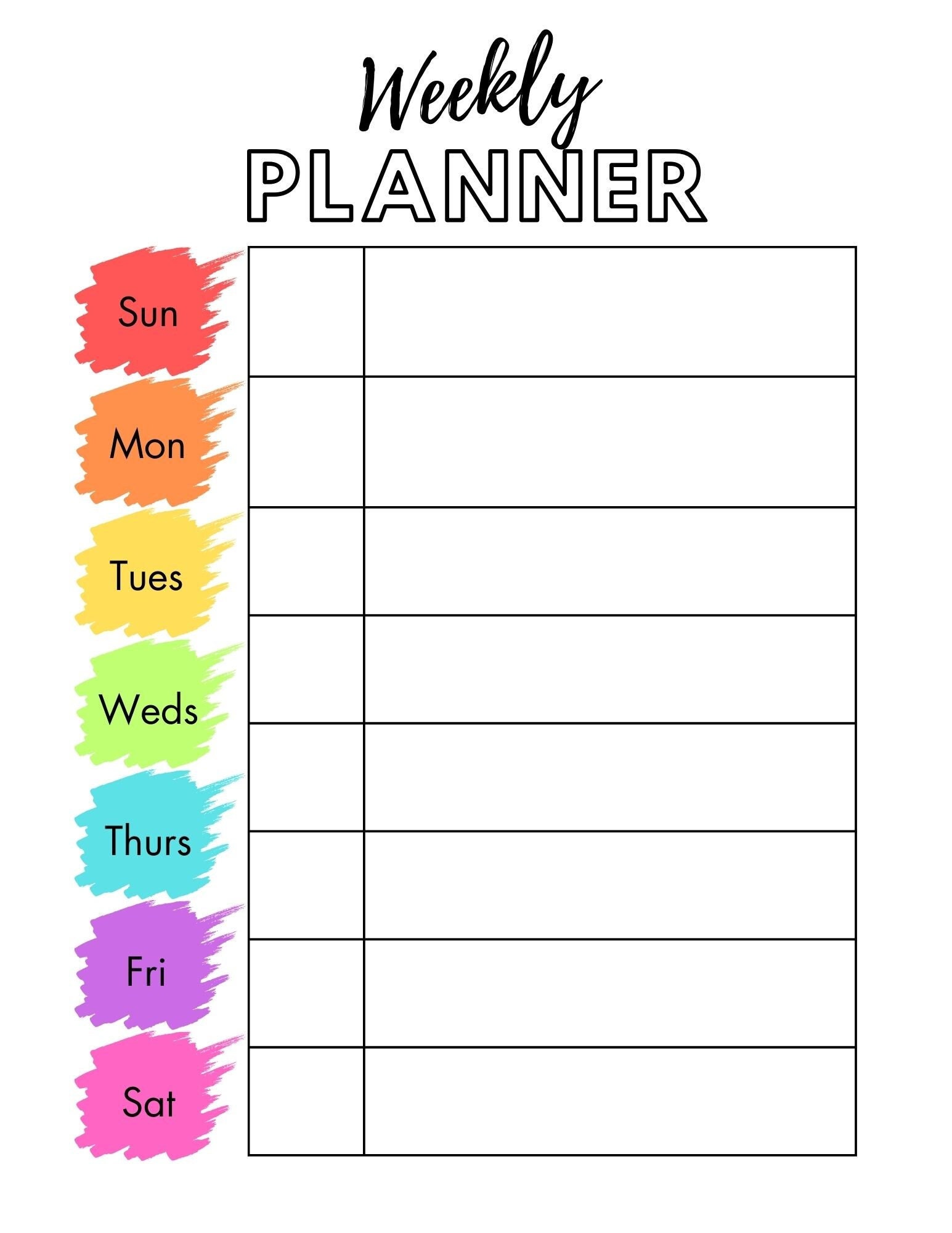 Printable Weekly Planner, Simple Planner, Basic Planner - Etsy