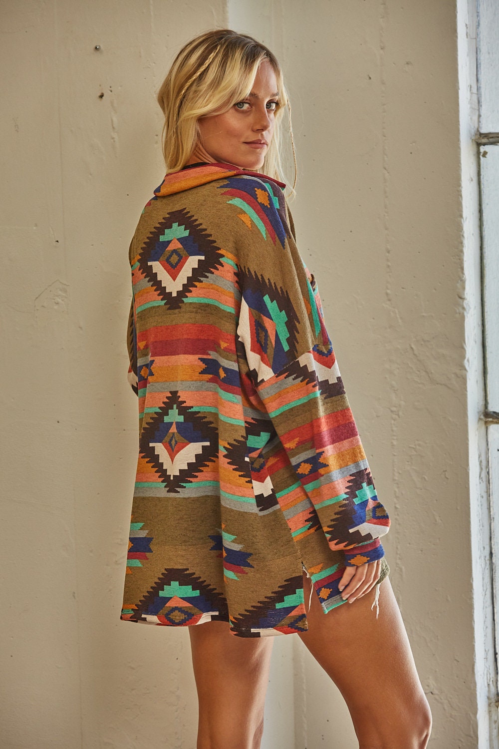 Fall's Finest: Aztec Print Sweater Knit Shacket - Etsy