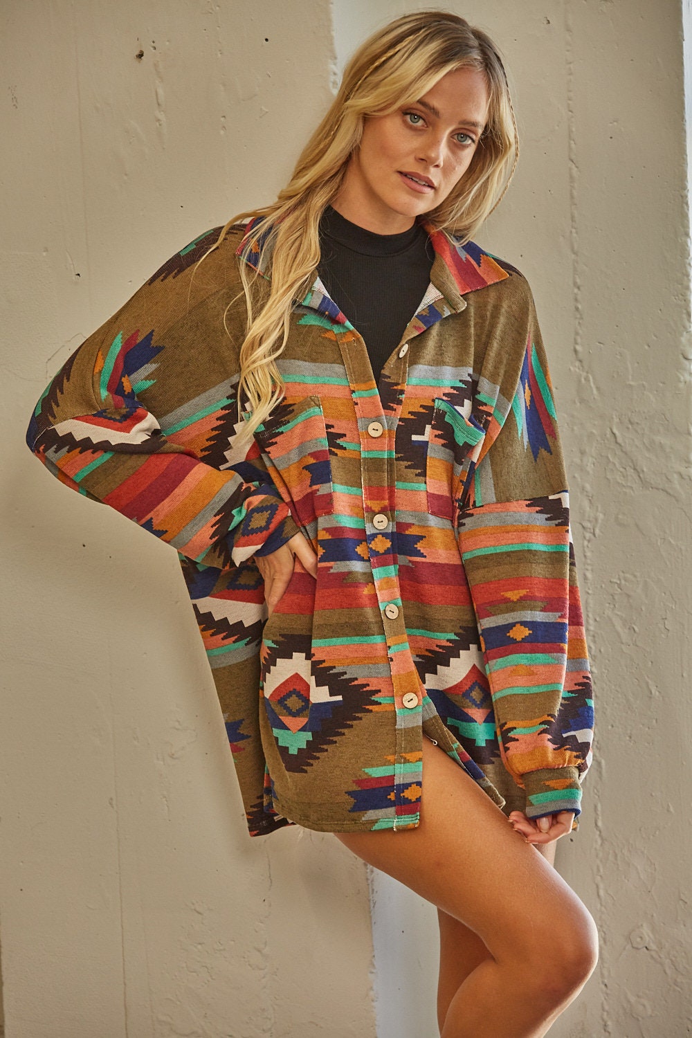 Fall's Finest: Aztec Print Sweater Knit Shacket - Etsy