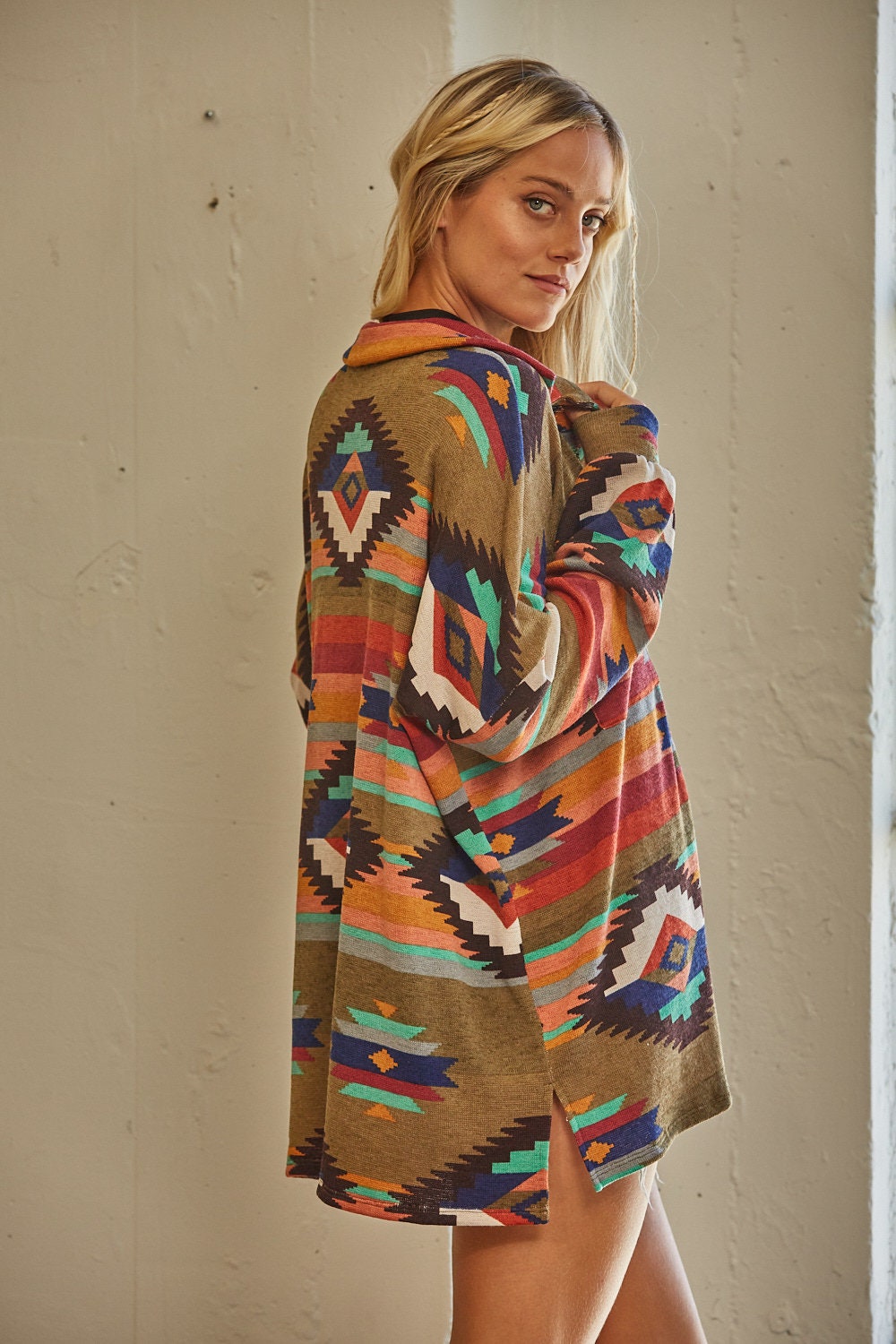 Fall's Finest: Aztec Print Sweater Knit Shacket - Etsy