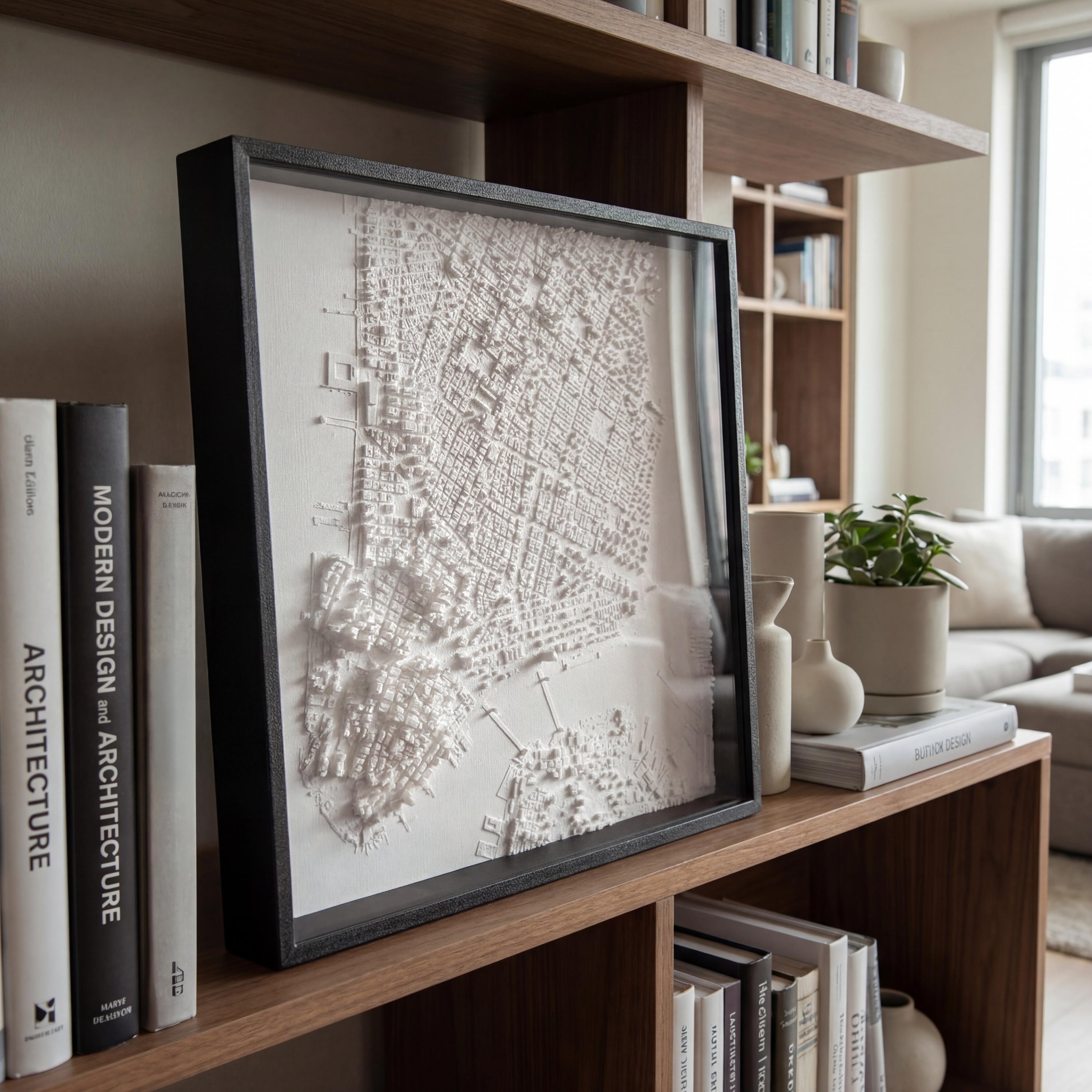 New York 3D Relief City Map (1:20,000) – Minimal Cityscape Wall Art ...