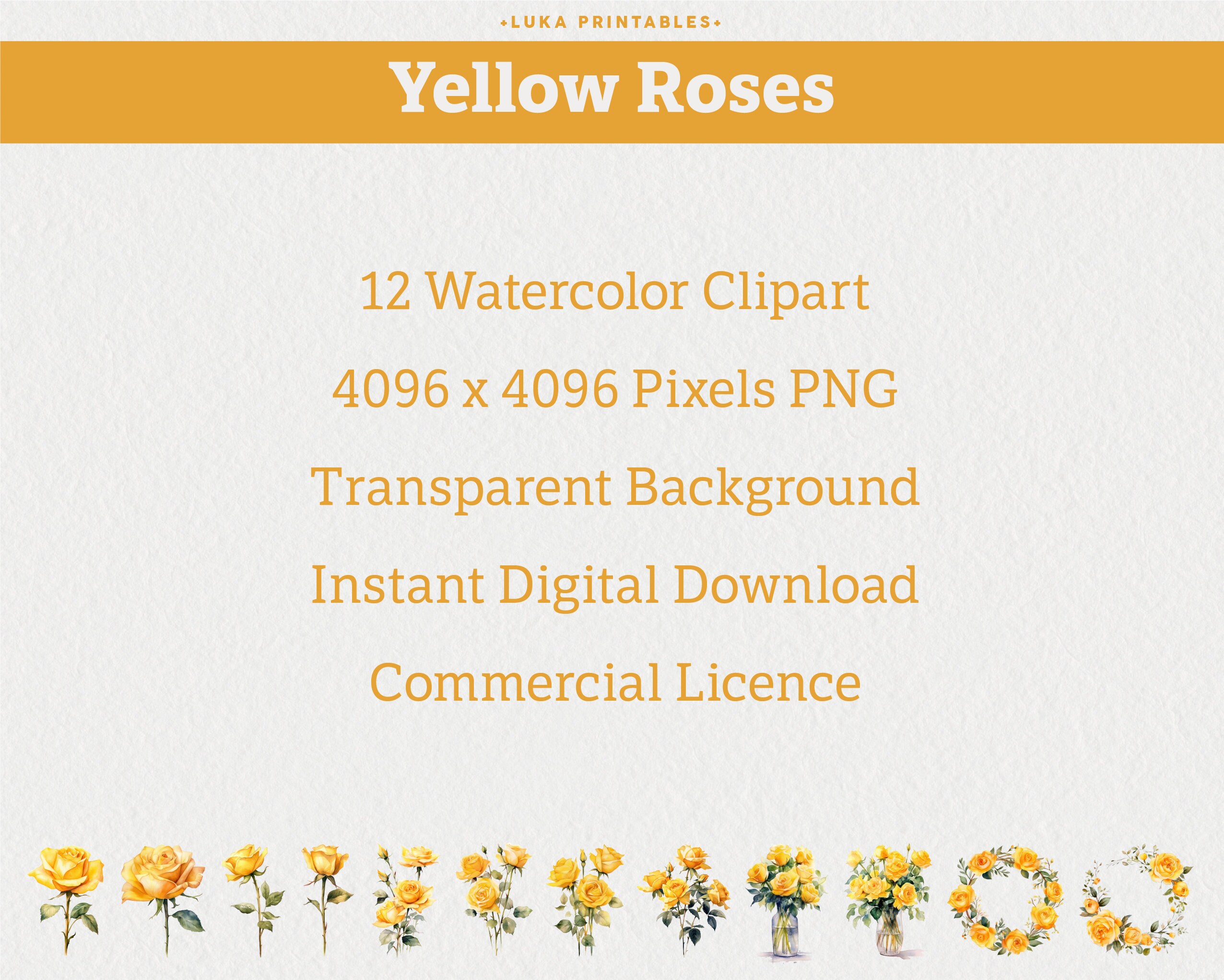 Yellow Roses | Watercolor Clipart | Flower Clipart - Etsy