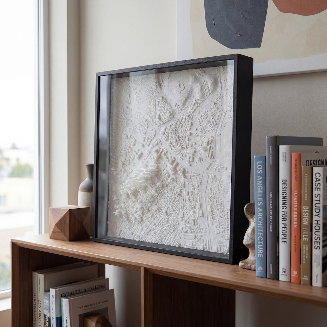 Los Angeles 3D Relief City Map (1:20,000) – Minimal Cityscape Wall Art ...