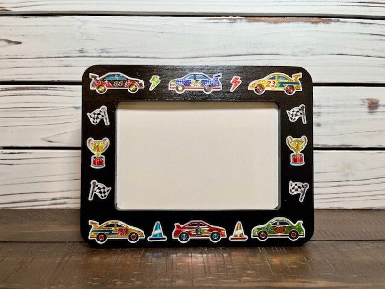 Race Car Wood Photo Frame, Kids' Race Car Picture Frame, 4x6 Race Car ...