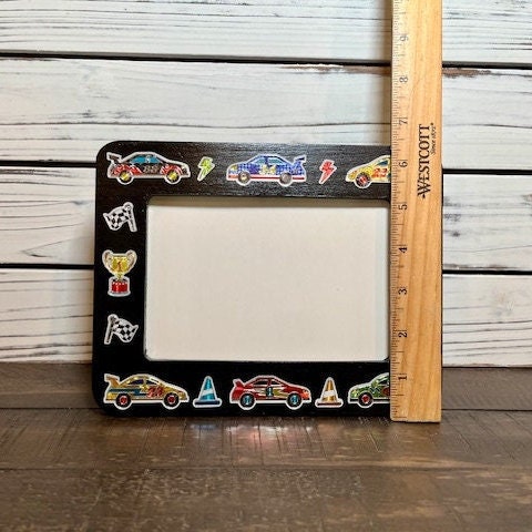 Race Car Wood Photo Frame, Kids' Race Car Picture Frame, 4x6 Race Car ...