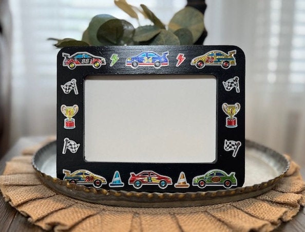 Race Car Wood Photo Frame, Kids' Race Car Picture Frame, 4x6 Race Car ...