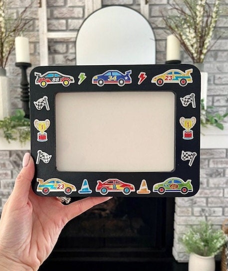 Race Car Wood Photo Frame, Kids' Race Car Picture Frame, 4x6 Race Car ...