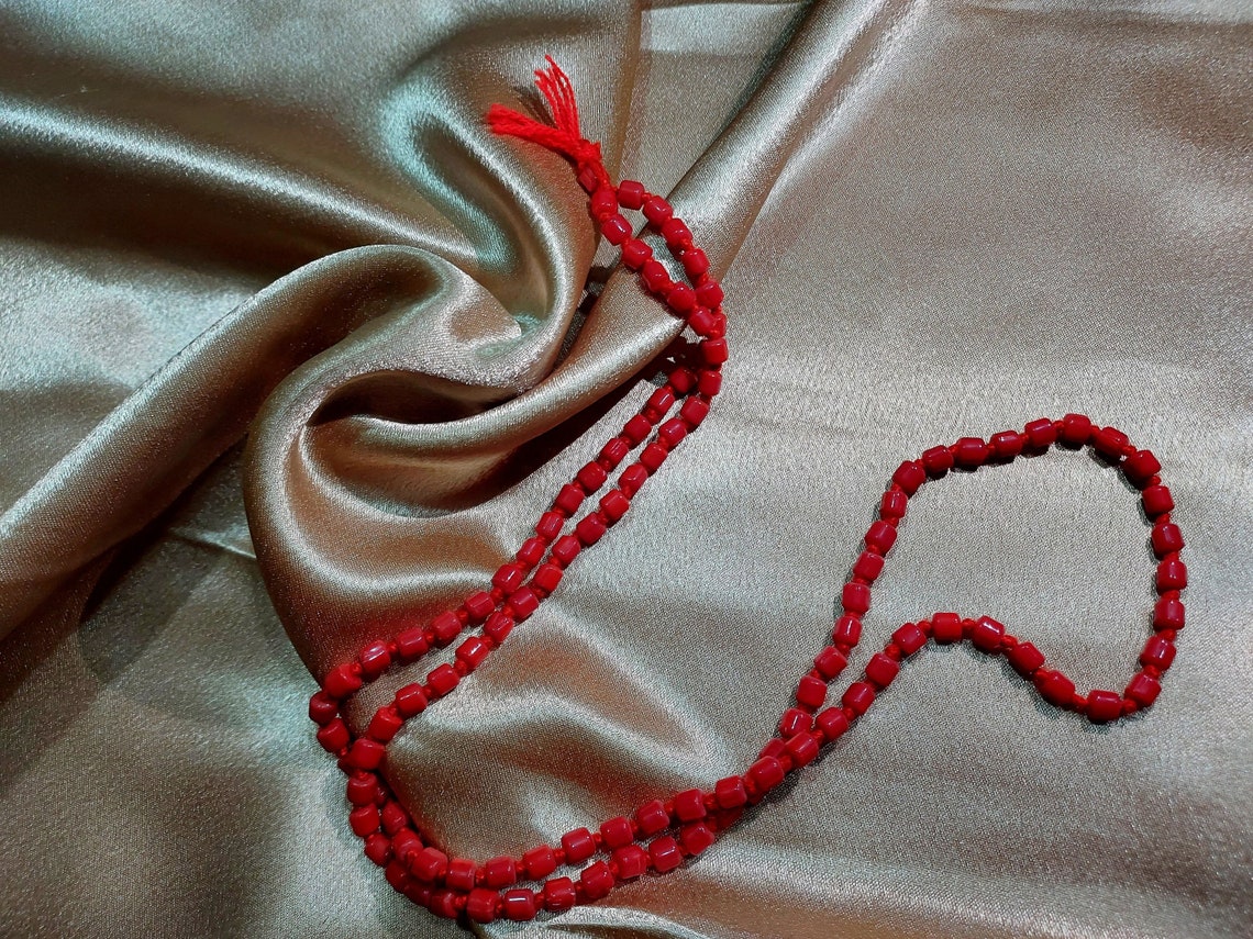 Lal Munga Mala red Coral Rosary 108 Beads Hand Knotted Mala - Etsy