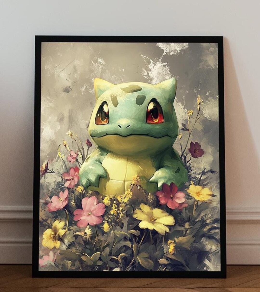 Bulbasaur Floral Oil Painting Printable Wall Art in High Resolution for ...