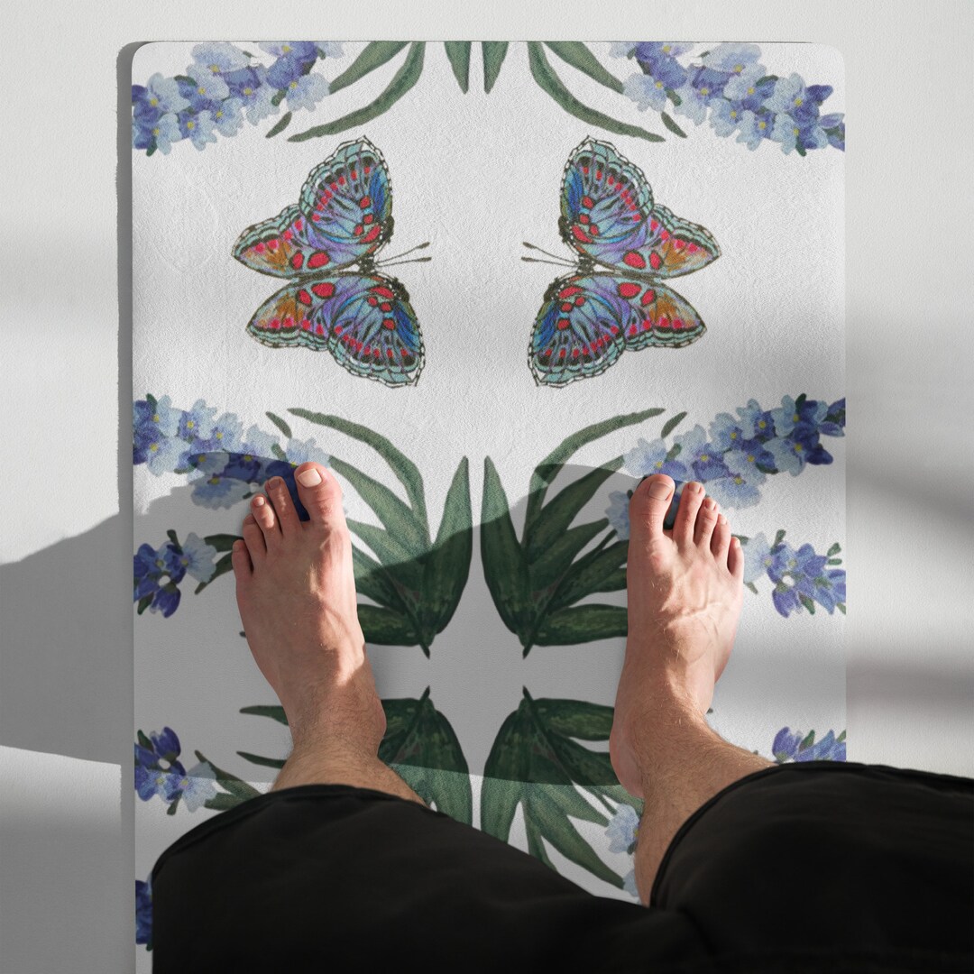 Floral Meditation Yoga Mat, 3mm Thick Non-slip Pilates Accessories ...