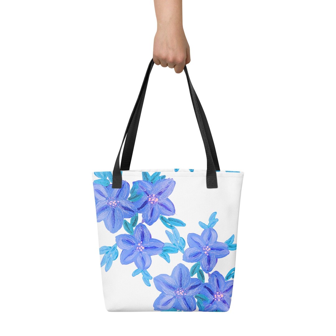Pastel Blue Floral Tote Bag: Wildflower Carry-all - Etsy