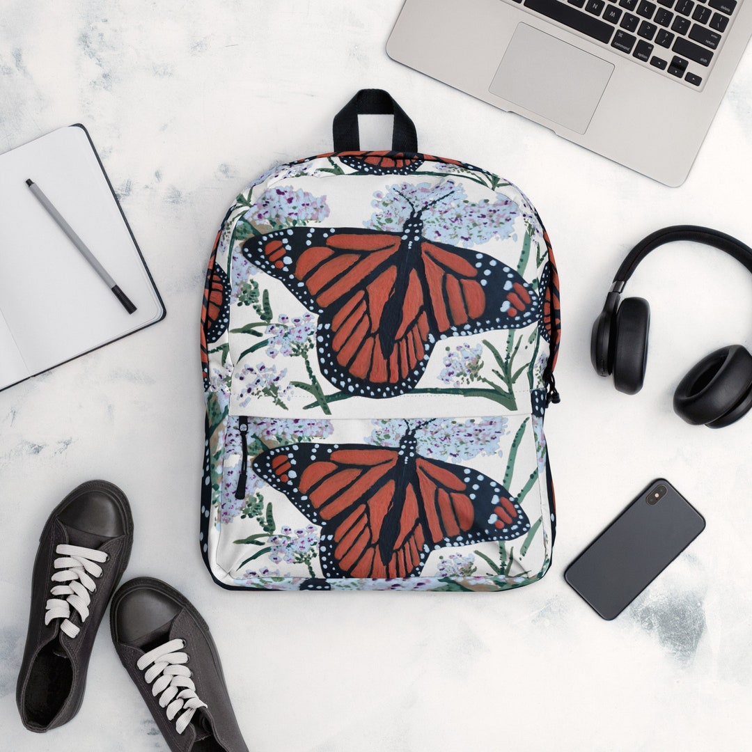 Monarch Butterfly Backpack: Floral Travel Daypack, Water-resistant - Etsy