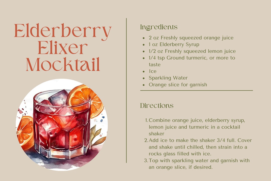 Mocktail Recipe Cards - Etsy