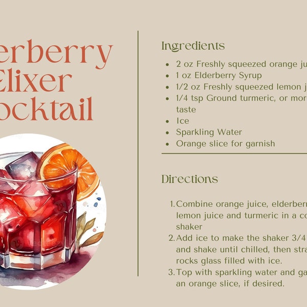 Mocktails Recipe Cards - Etsy