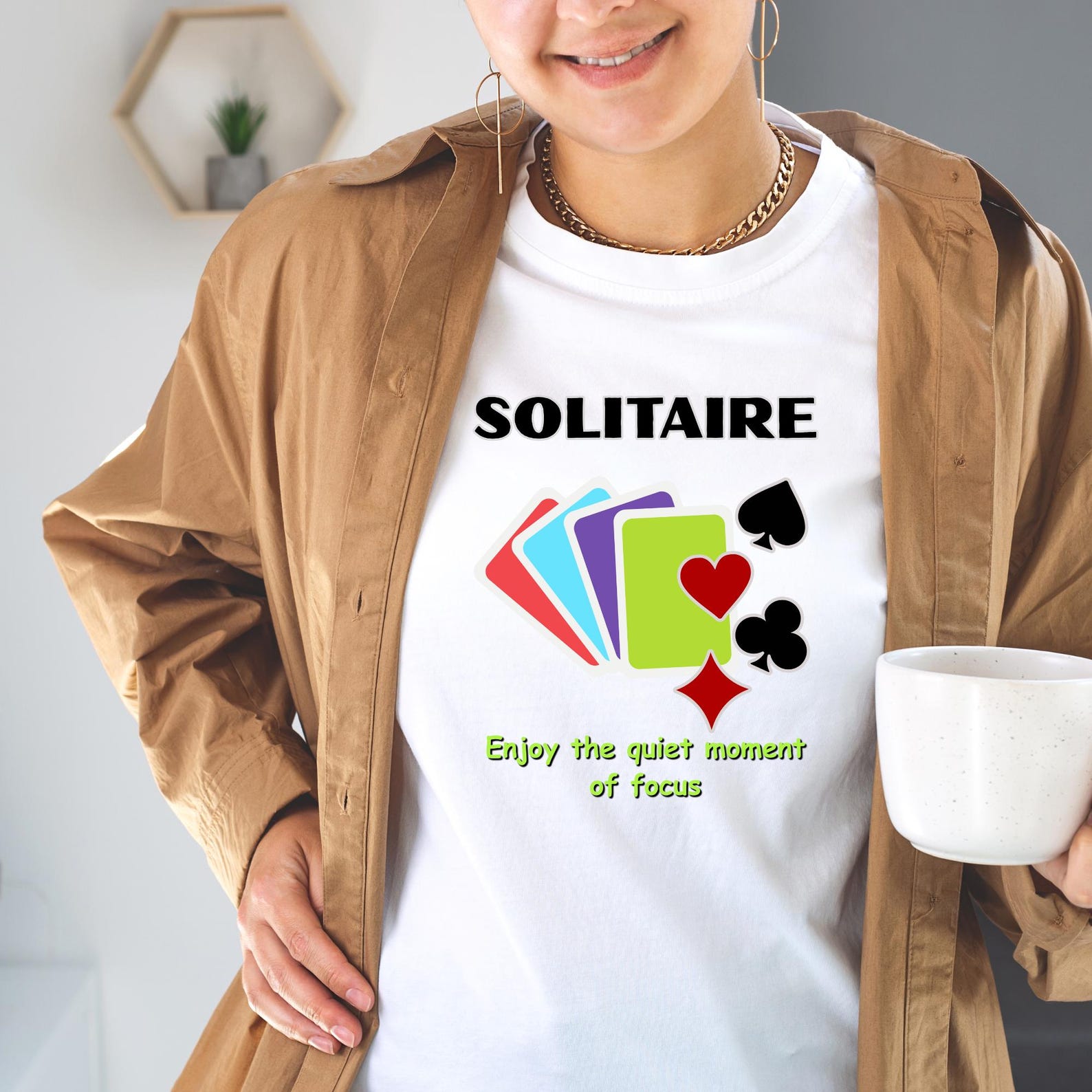 Solitaire Cards Graphic T-shirt | Playing Cards, Hearts & Clubs, Calm ...