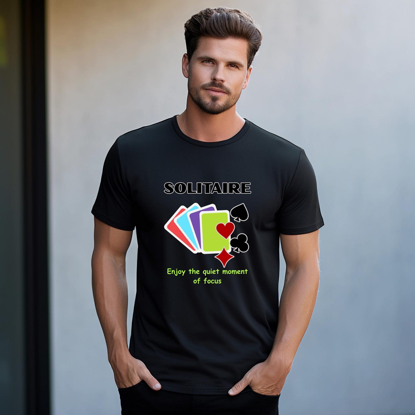 Solitaire Cards Graphic T-shirt | Playing Cards, Hearts & Clubs, Calm ...