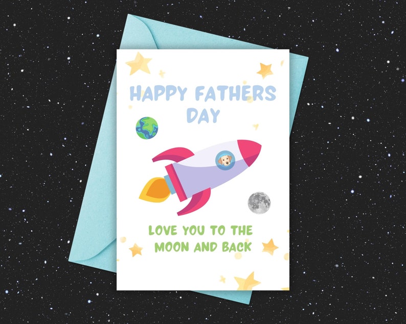 Funny Space Father's Day Card for a Special Dad From, Son, Daughter ...