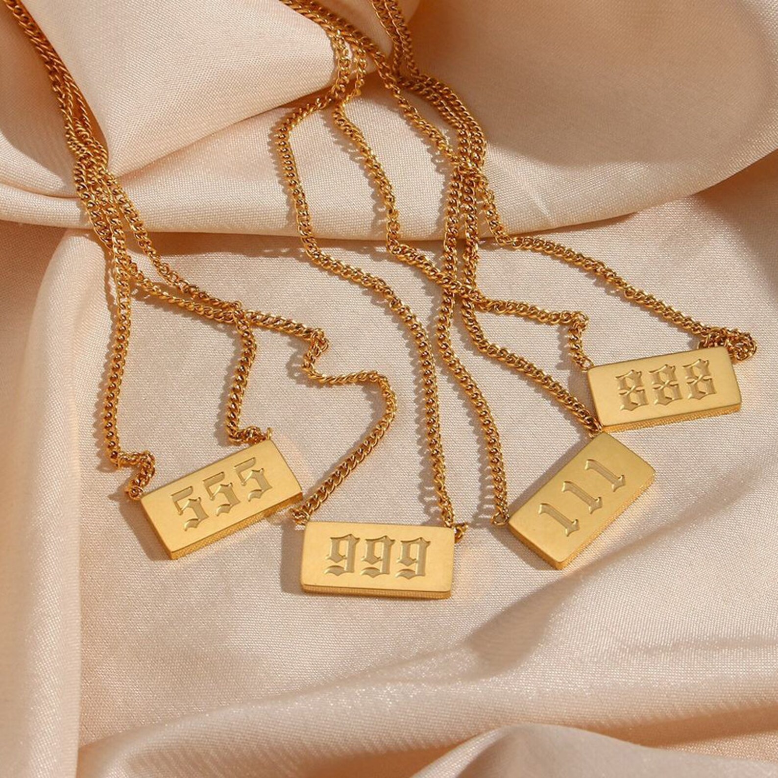 Custom 18k Gold Angel Number Necklace |111, 222 ...