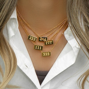 18k Gold 555 Angel Number Necklace | 555 Lucky Number Pendant ...