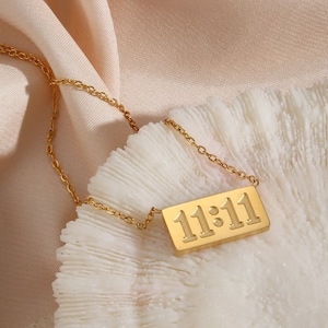 Gold Angel Number 11:11 Necklace | 18k Gold 1111 Angel Number Pendant ...