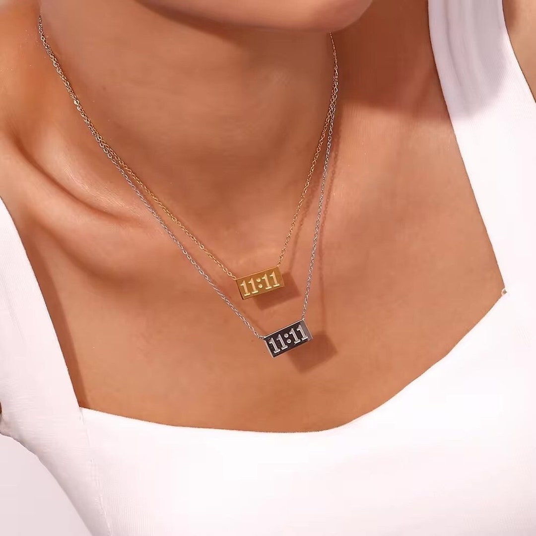 Silver 11:11 Angel Number Necklace | Silver 1111 Angel Number Pendant ...