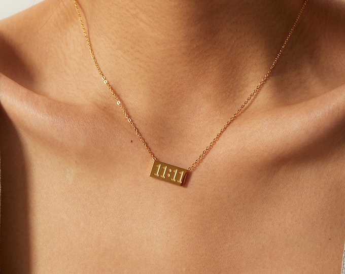 Gold Angel Number 11:11 Necklace | 18k Gold 1111 Angel Number Pendant ...