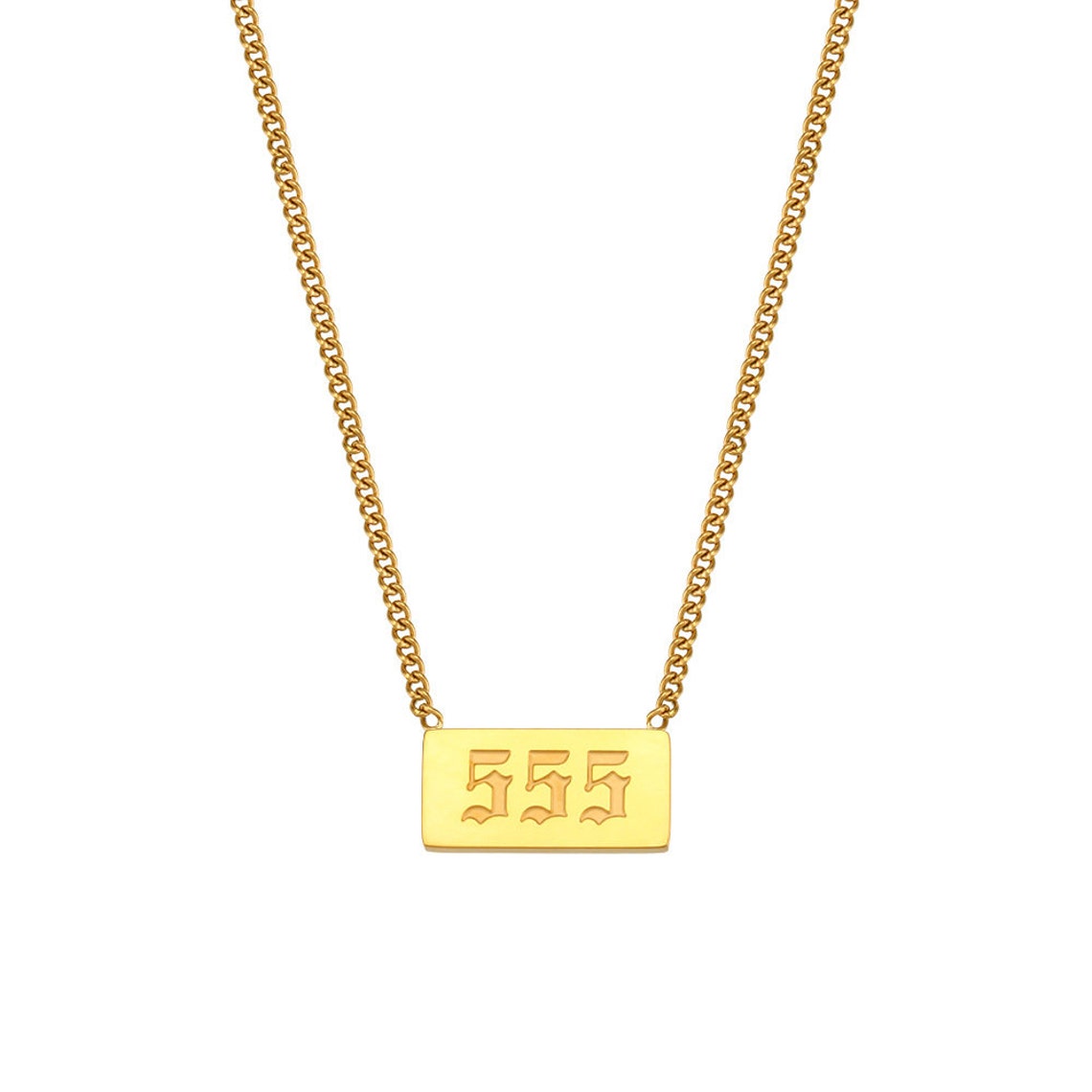 18k Gold 555 Angel Number Necklace | 555 Lucky Number Pendant ...
