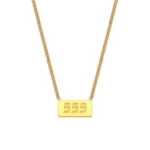18k Gold 555 Angel Number Necklace | 555 Lucky Number Pendant ...