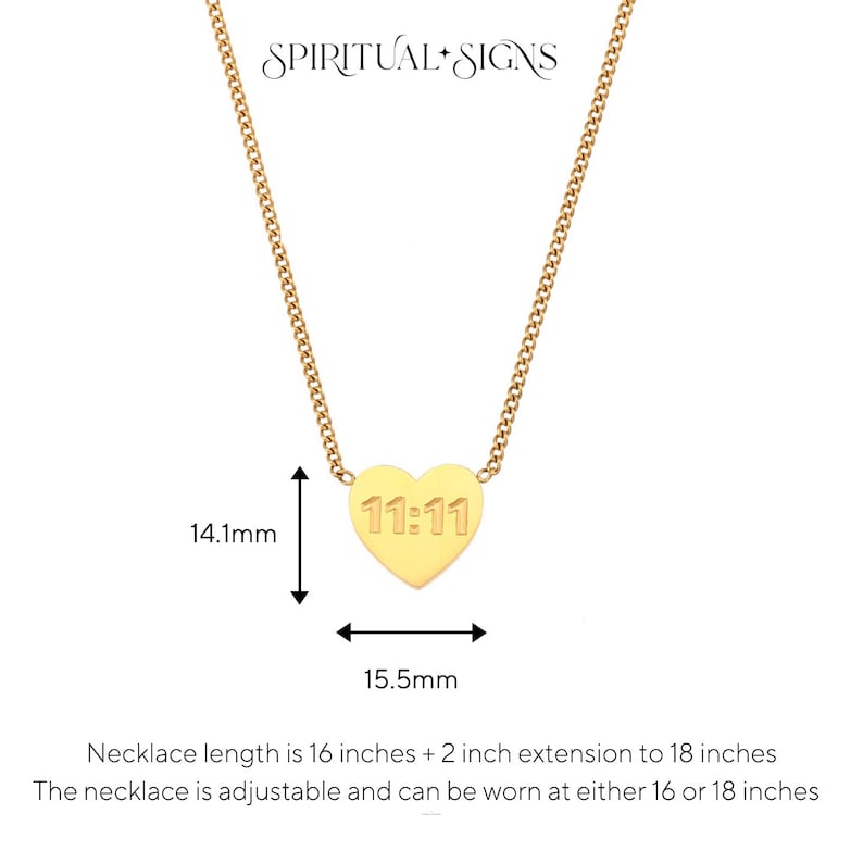 Gold Heart Angel Number 11:11 Necklace 1111 Angel Number Pendant Make A ...